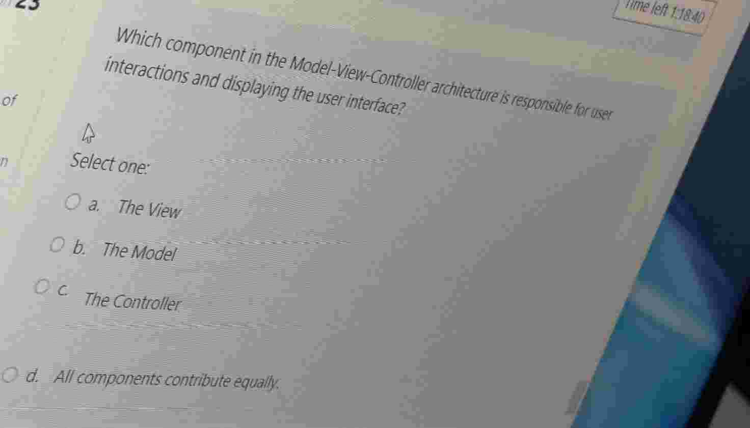 Solved Which component in ﻿the Model-View-Controller | Chegg.com
