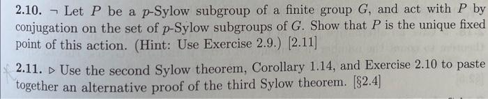 Solved 2.11. Use the second Sylow theorem, Corollary 1.14, | Chegg.com