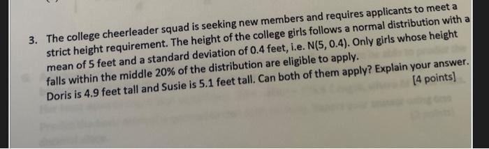 Solved 3. The college cheerleader squad is seeking new | Chegg.com