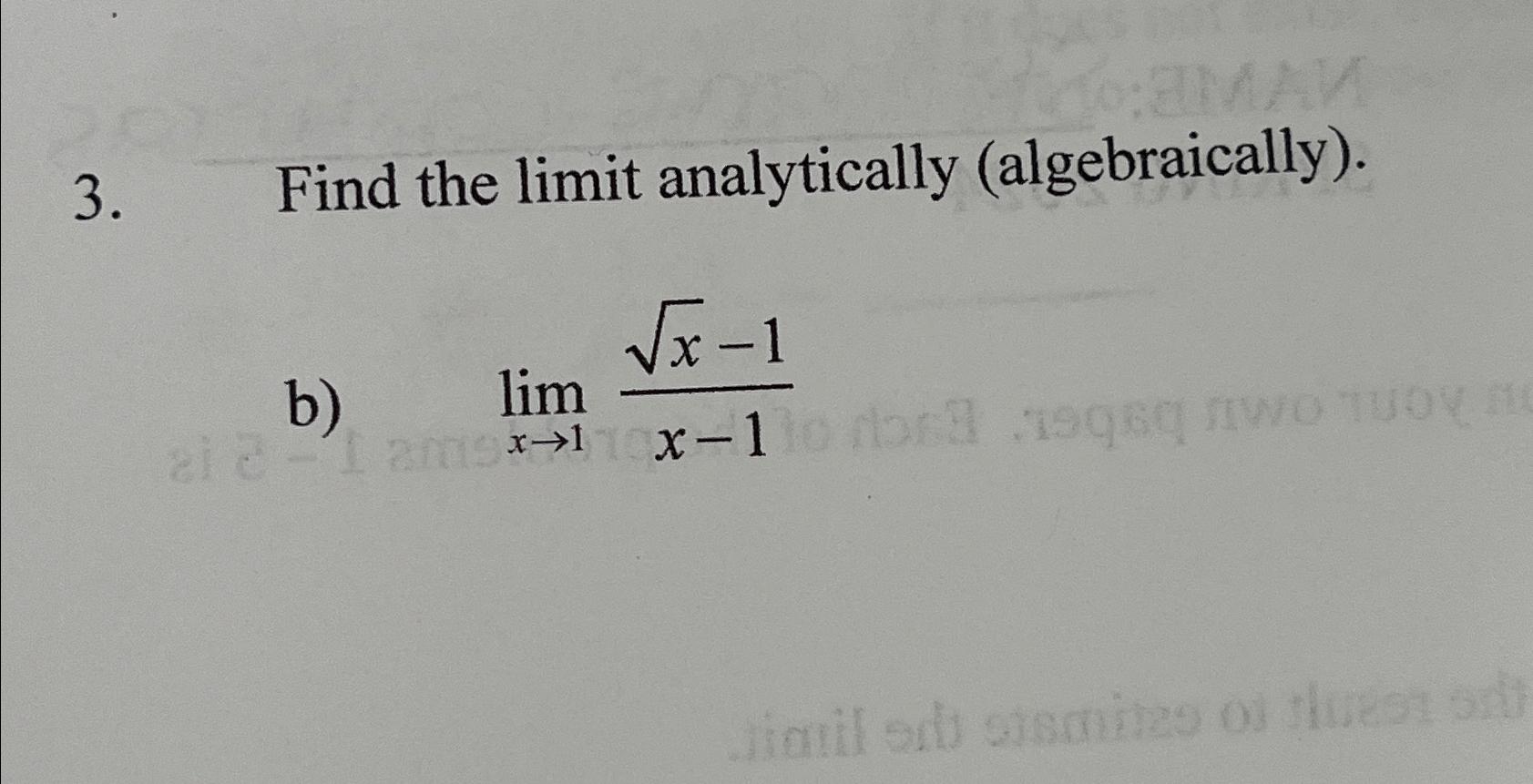 Solved Find the limit analytically | Chegg.com