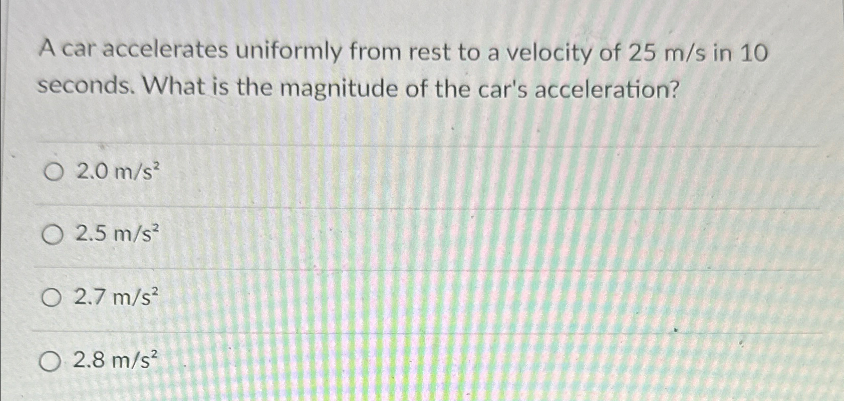 Solved A Car Accelerates Uniformly From Rest To A Velocity