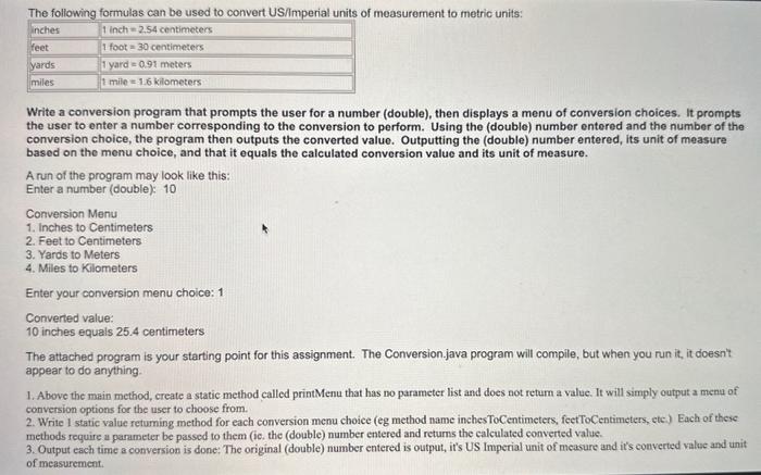 Solved Write a conversion program that prompts the user for | Chegg.com