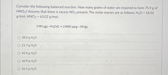 Solved Consider the following balanced reaction. How many | Chegg.com