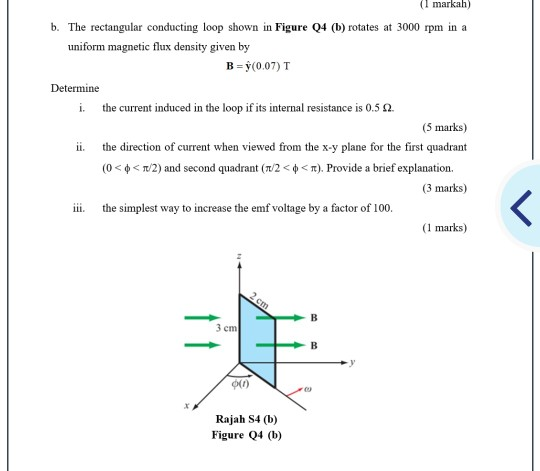 Solved markah) b. The rectangular conducting loop shown in | Chegg.com