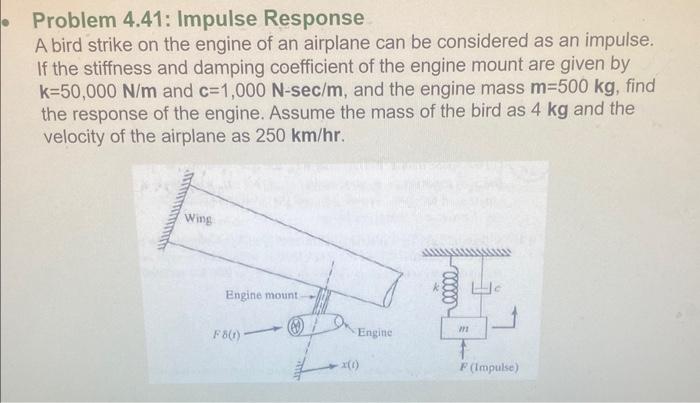 Solved Problem 4.41: Impulse Response A bird strike on the | Chegg.com