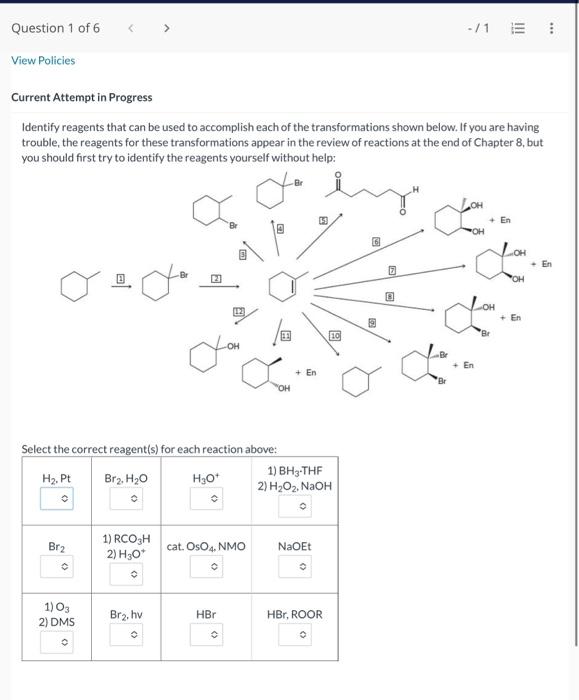 Solved Identify reagents that can be used to accomplish each | Chegg.com