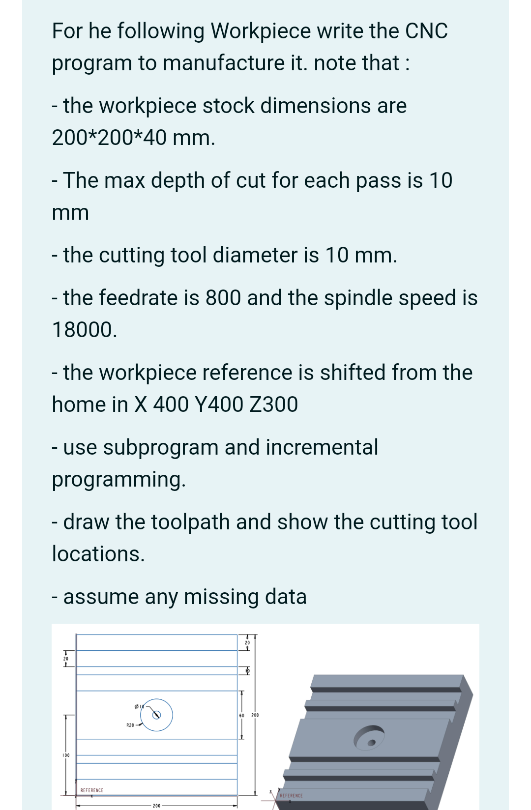 Solved For he following Workpiece write the CNC program to | Chegg.com
