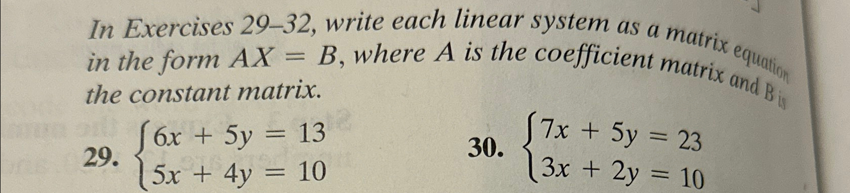 Solved In Exercises 29-32, ﻿write each linear system as a | Chegg.com