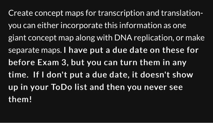 Solved Create concept maps for transcription and | Chegg.com