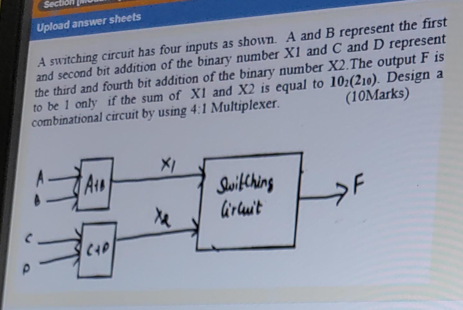 Solved Section Upload answer sheets A switching circuit has | Chegg.com