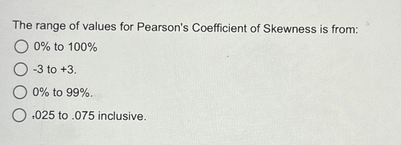 The range of values for Pearson's Coefficient of | Chegg.com
