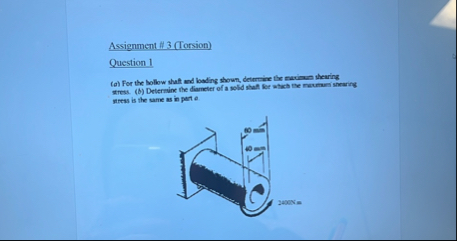 Solved Assignment # 3 (Torsion)Question 1(a) ﻿For the hollow | Chegg.com