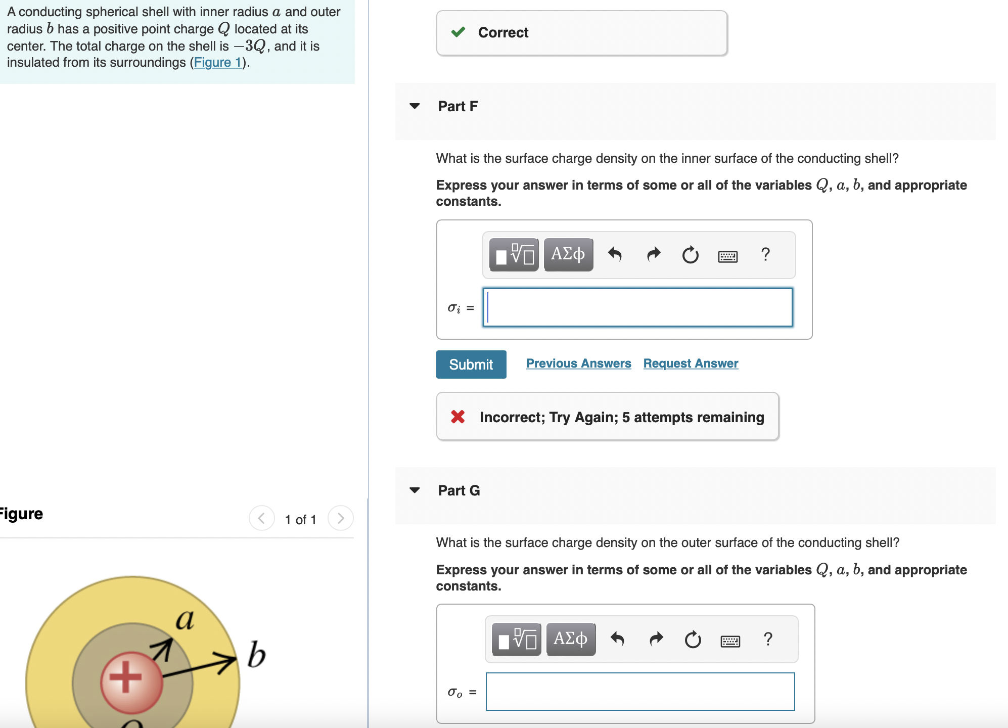 Solved A conducting spherical shell with inner radius a and | Chegg.com