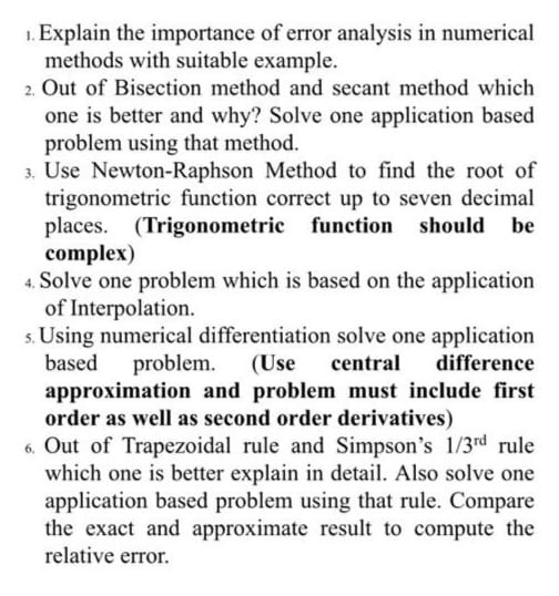 Solved Explain the importance of error analysis in numerical | Chegg.com