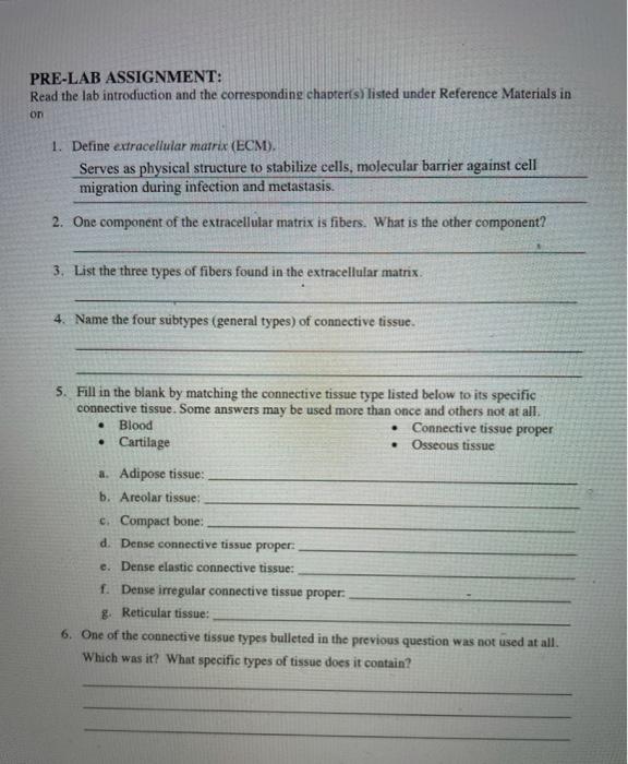 Solved PRE-LAB ASSIGNMENT: Read the lab introduction and the | Chegg.com