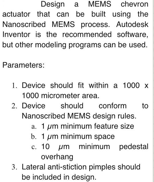 Solved Design a MEMS chevron actuator that can be built | Chegg.com
