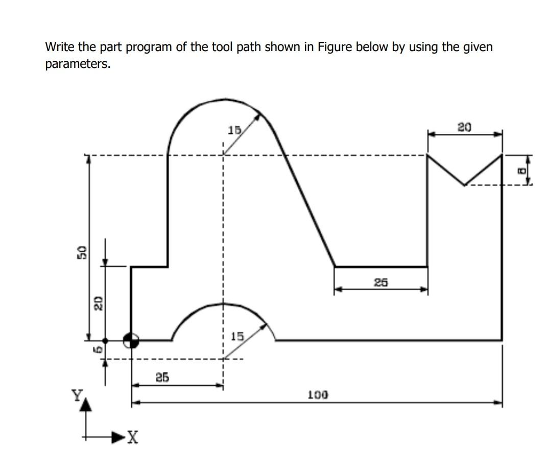 Solved Write the part program of the tool path shown in | Chegg.com