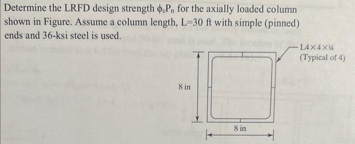 Solved Determine the LRFD design strength ϕcPn for the | Chegg.com