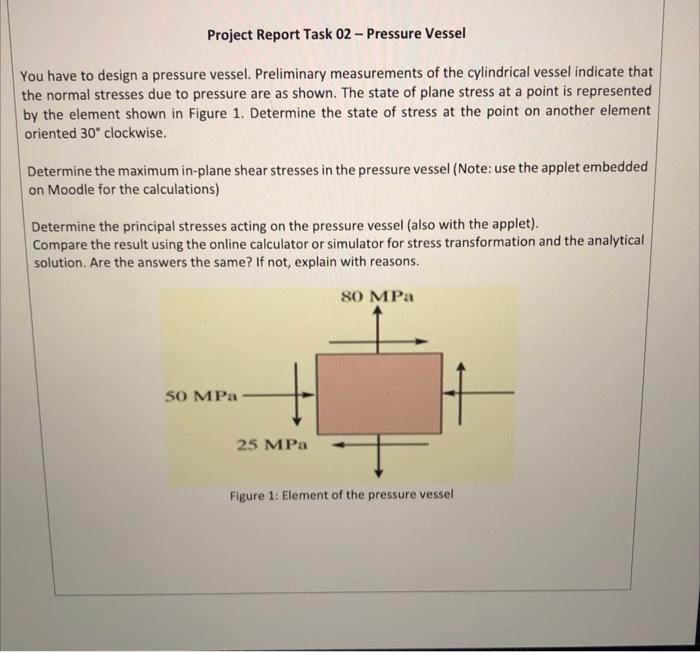 Solved Project Report Task 02 - Pressure Vessel You have to | Chegg.com