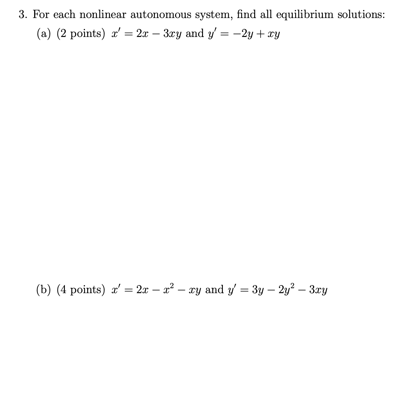 Solved For each nonlinear autonomous system, find all | Chegg.com