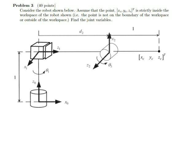 Solved Problem 3 (40 points) Consider the robot shown below. | Chegg.com