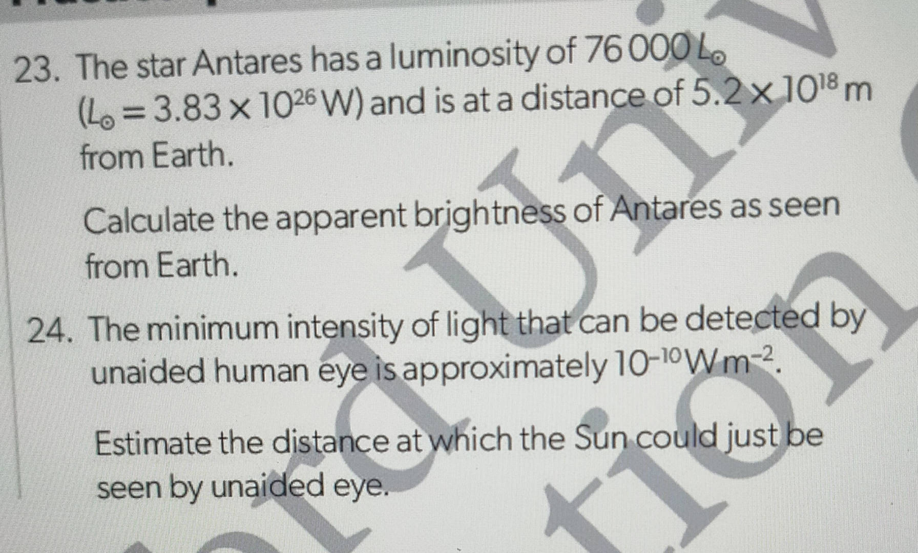 Solved The star Antares has a luminosity of | Chegg.com