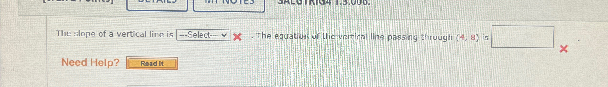 Solved The slope of a vertical line is x. ﻿The equation of | Chegg.com