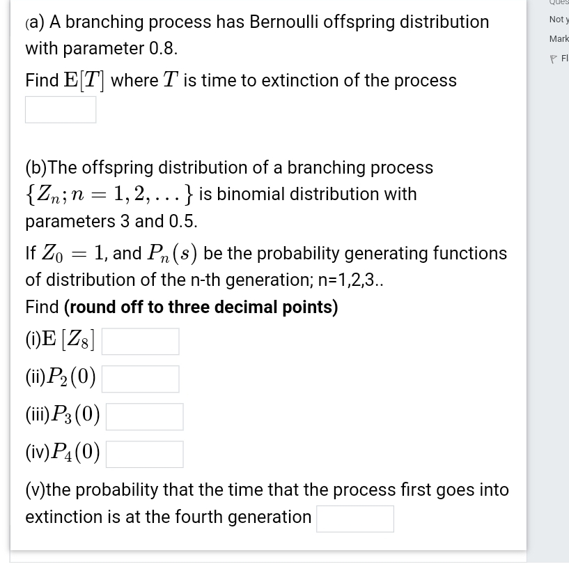 Solved (a) ﻿A branching process has Bernoulli offspring | Chegg.com