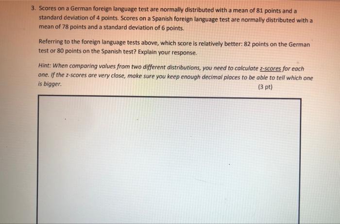 Solved 3. Scores on a German foreign language test are | Chegg.com