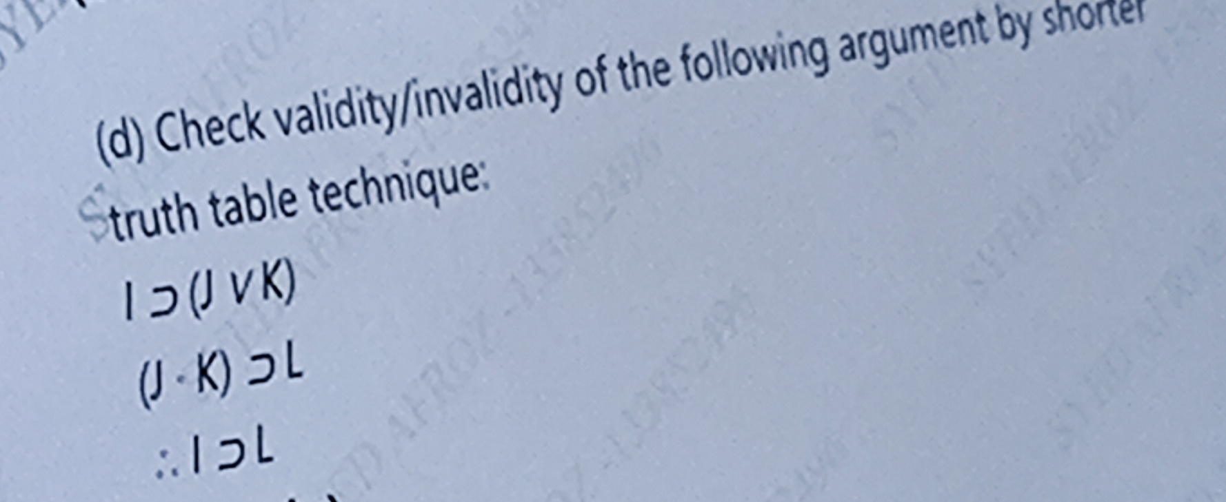 (d) ﻿Check validity/invalidity of the following | Chegg.com