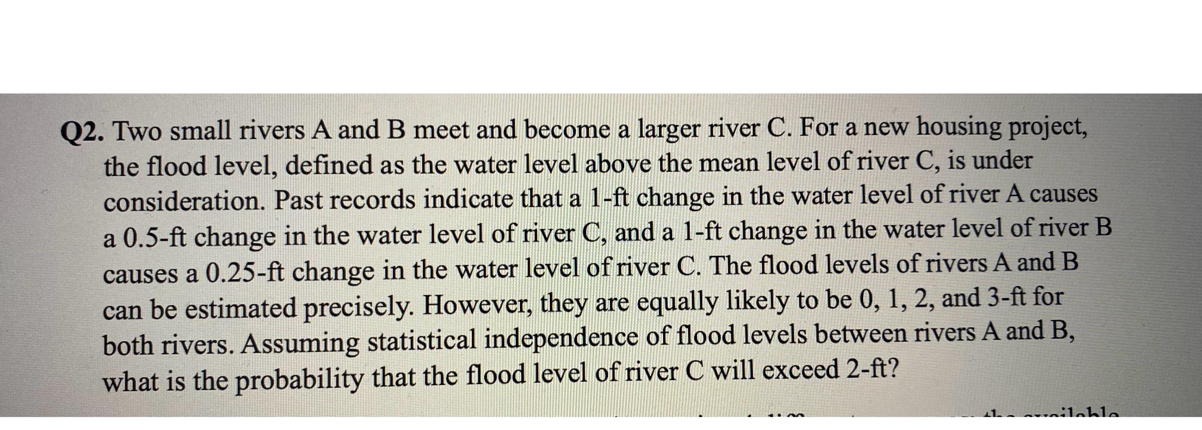 Solved Q2. ﻿Two small rivers A and B meet and become a | Chegg.com