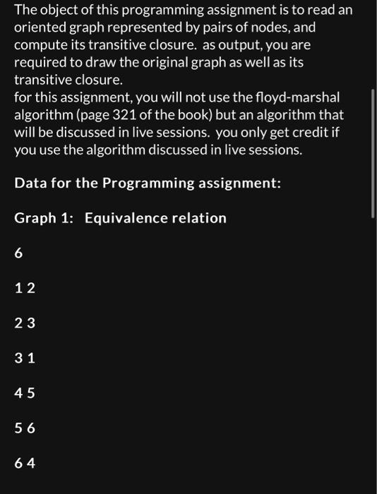 Solved The object of this programming assignment is to read | Chegg.com