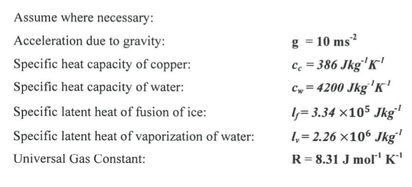 Solved Assume where necessary: Acceleration due to gravity: | Chegg.com