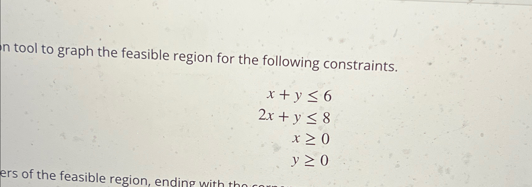 Solved n tool to graph the feasible region for the following | Chegg.com