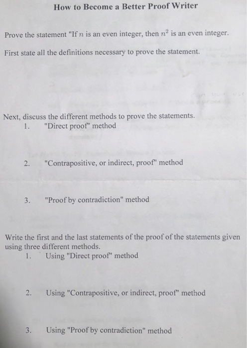 Solved How to Become a Better Proof Writer Prove the | Chegg.com