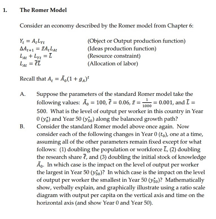Solved The Romer Model Consider an economy described by the | Chegg.com