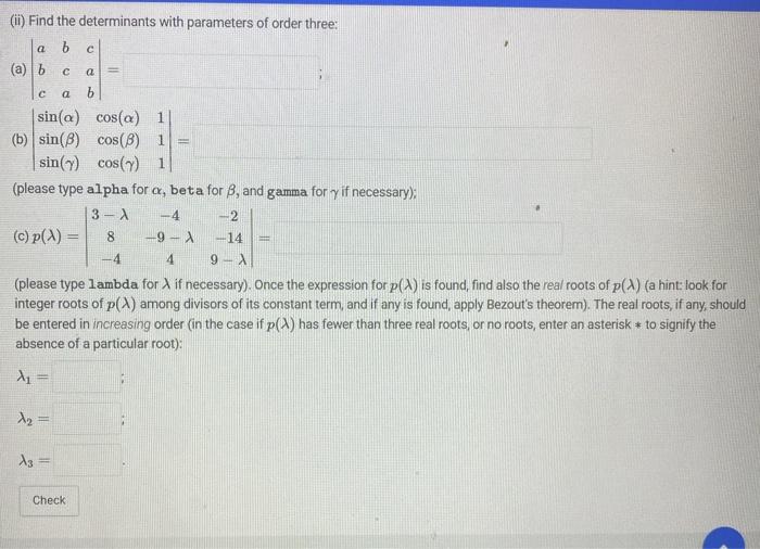 Solved (Determinants). Please carefully read the following | Chegg.com
