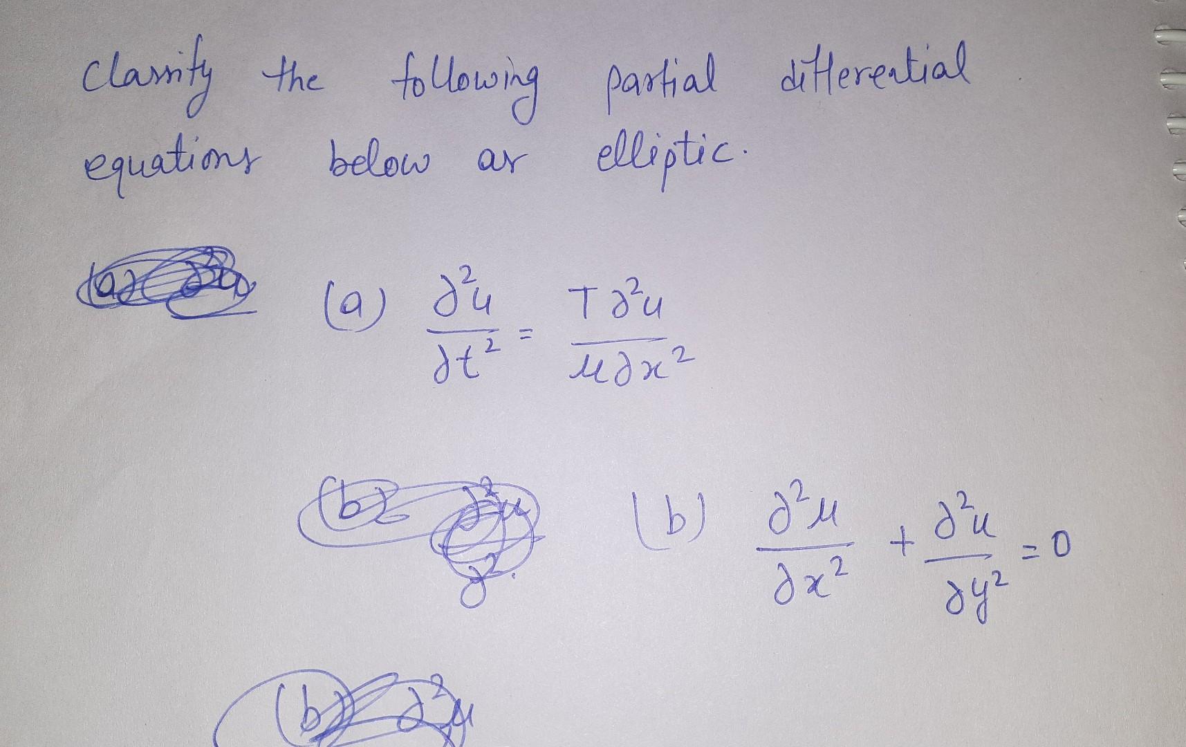 Solved classity the following partial differeatial equations | Chegg.com