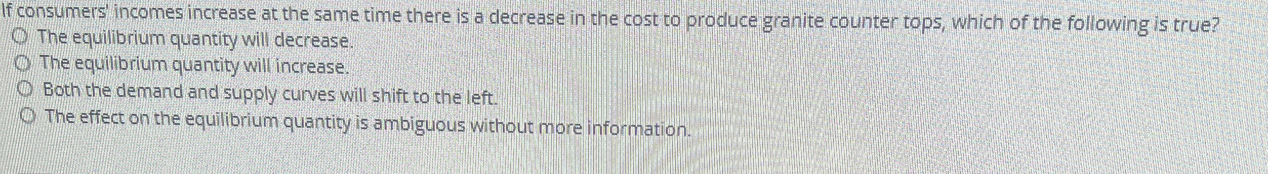 Solved I consumers incomes increase at the same time there | Chegg.com