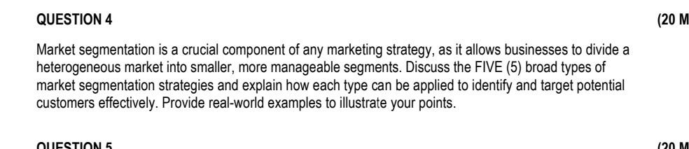 Solved Market segmentation is a crucial component of any | Chegg.com