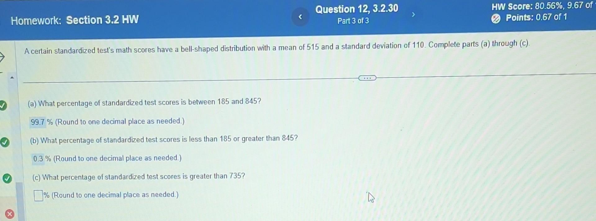 Solved A certain standardized test's math scores have a | Chegg.com