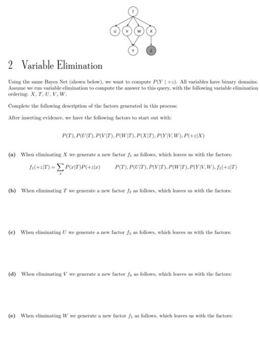 Solved 2 Variable Elimination Using The Same Bayes Net 