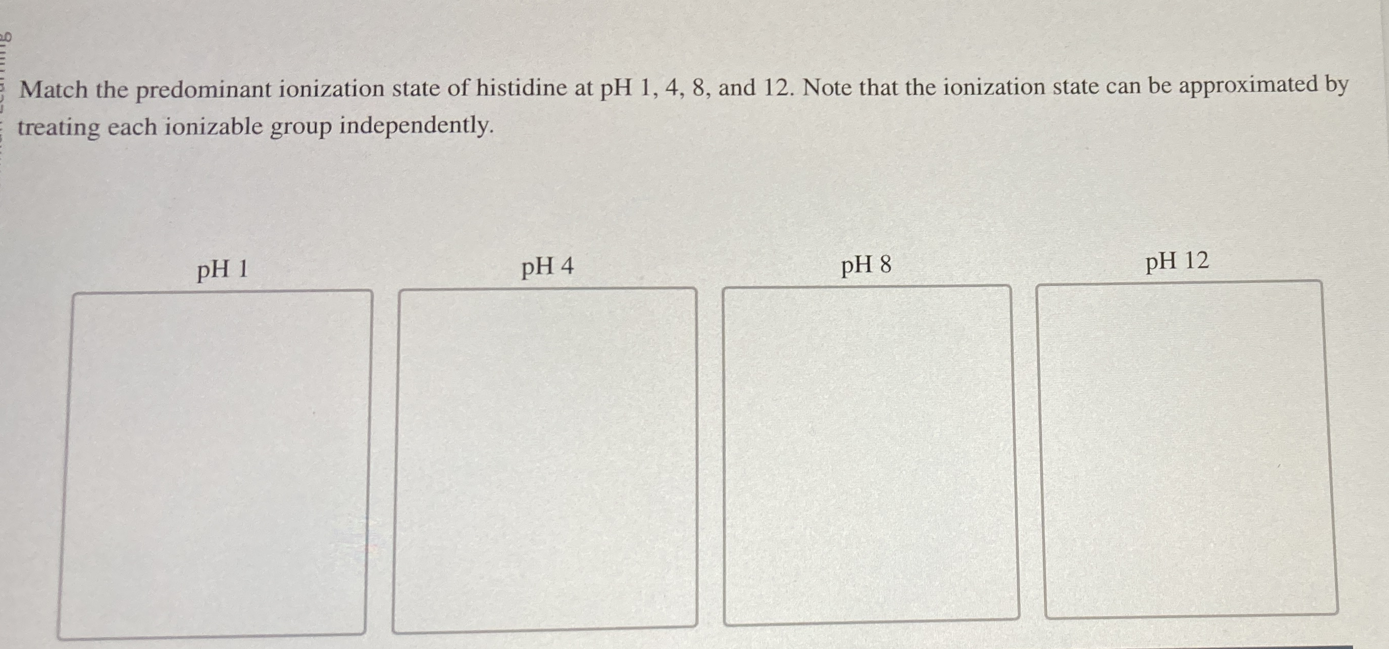 Solved Match the predominant ionization state of histidine | Chegg.com