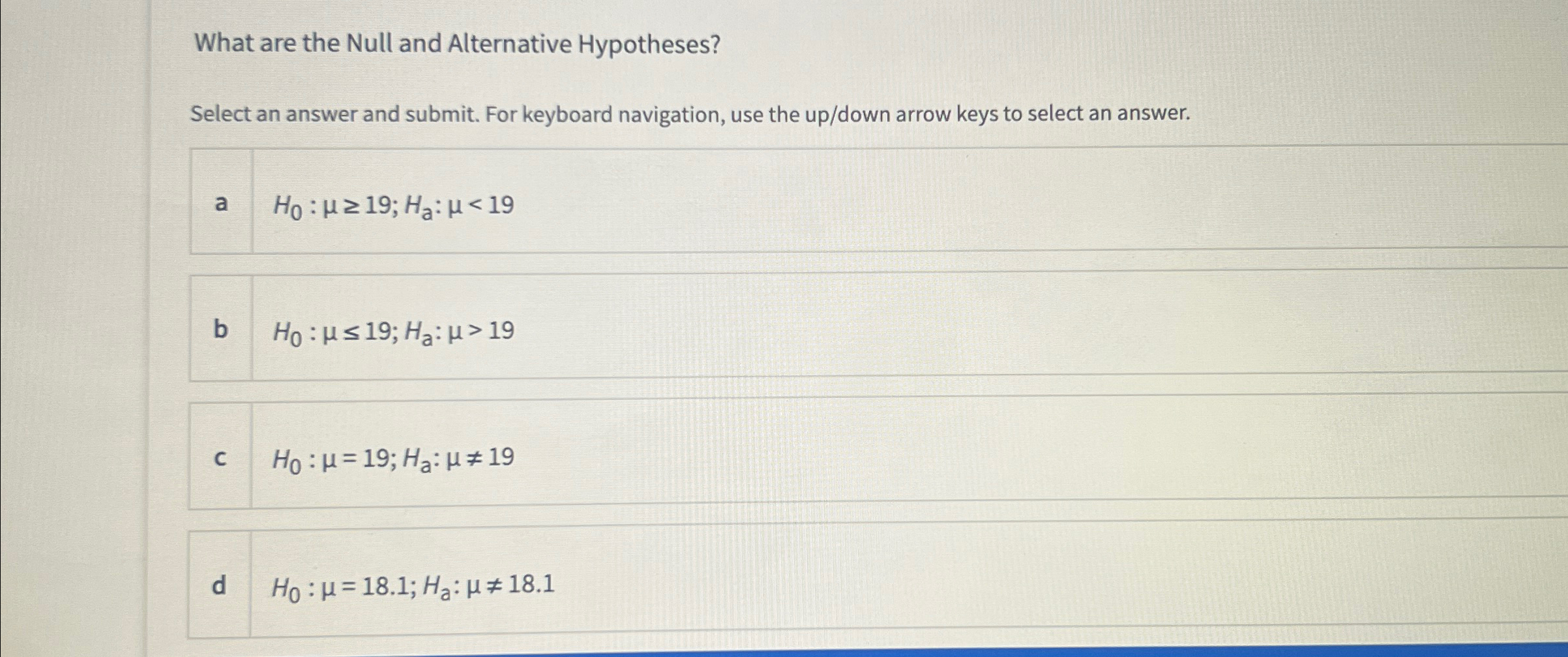 Solved What are the Null and Alternative Hypotheses?Select | Chegg.com