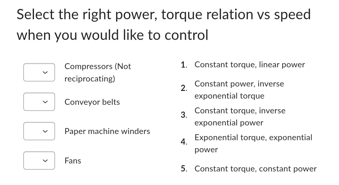 Solved Select the right power, torque relation vs speed when | Chegg.com