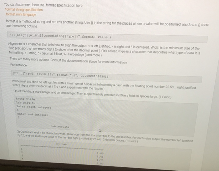 Solved You can find more about the format specification here | Chegg.com