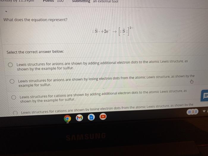 Solved submitting an external tool What does the equation | Chegg.com