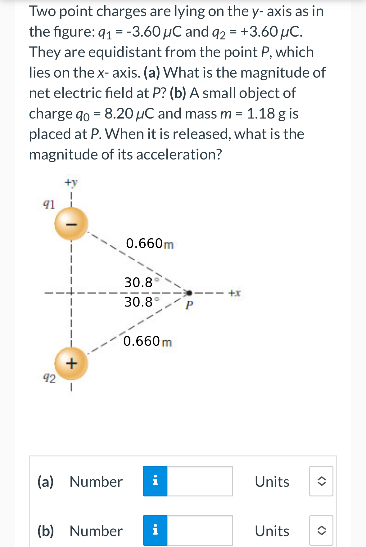 Solved Two point charges are lying on the y - ﻿axis as in | Chegg.com