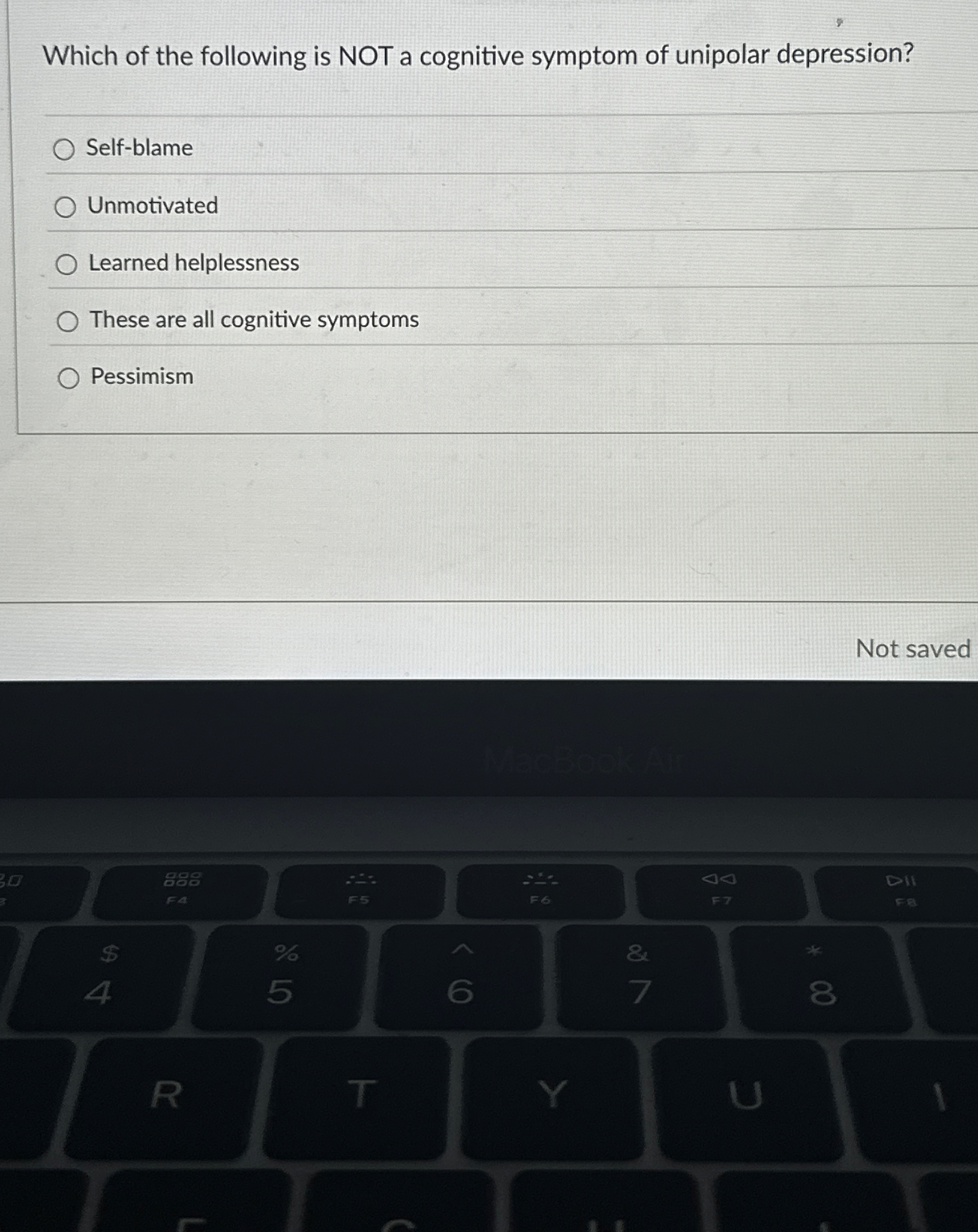 Solved Which of the following is NOT a cognitive symptom of | Chegg.com