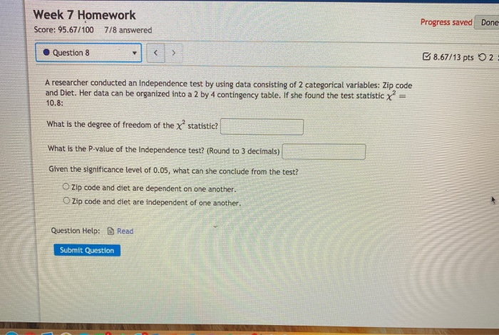 Solved Week 7 Homework Score: 95.67/100 7/8 answered | Chegg.com Solved Week 7 Homework Score: 95.67/100 7/8 answered | Chegg.com